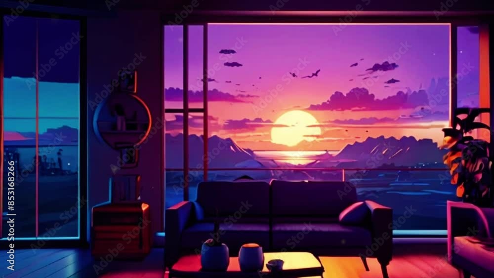 Animated virtual backgrounds, stream overlay loop, interior, cozy ...