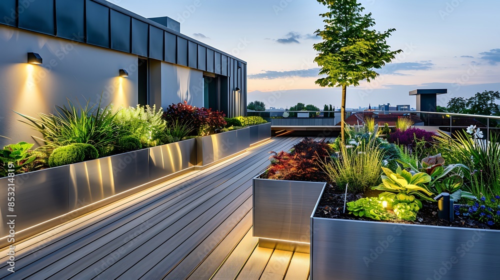 exclusive rooftop garden with a sleek modern design, including ...