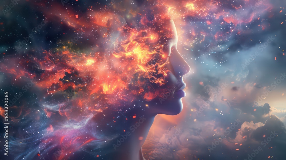 illustration of annual collective mind concept art, exploding mind ...