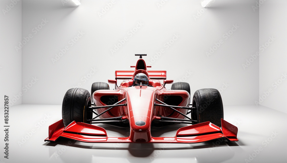 formula car, empty and red in color, isolated white background Stock ...