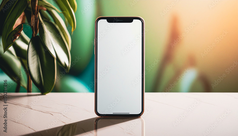 Foto de Image of a smartphone with a matte white screen placed on a ...