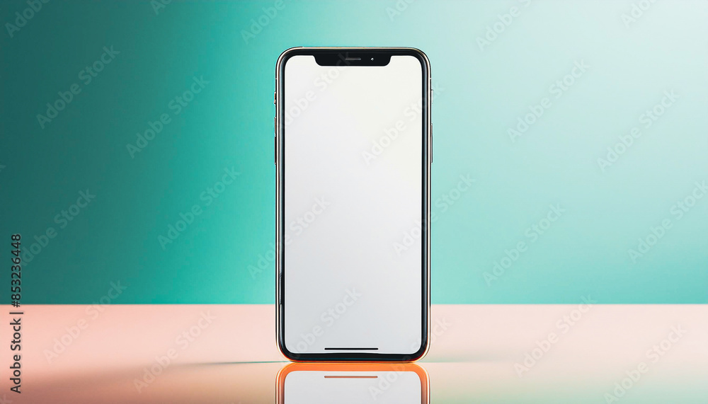 Image of a smartphone with a matte white screen placed on a table. The ...