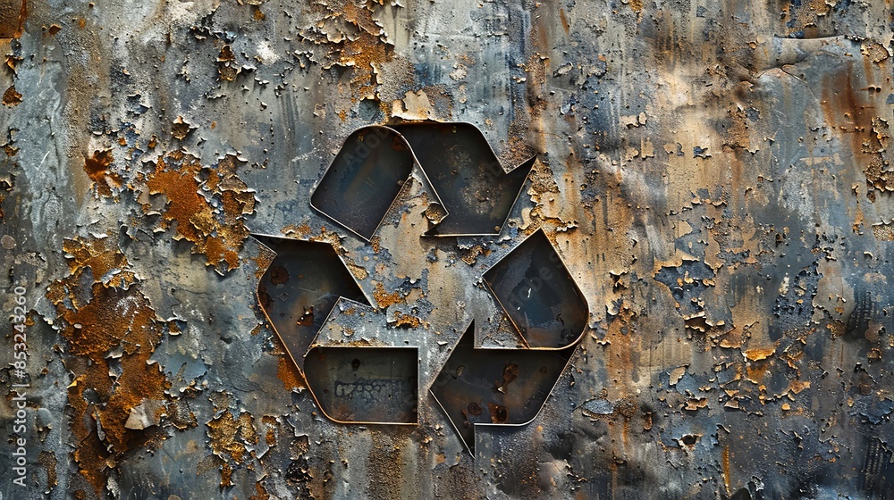 Rusty Industrial Texture with Recycle Symbol Artwork Stock Photo ...