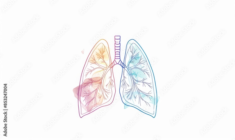 Continuous one line drawing of human organ - Lungs. Lungs outline ...