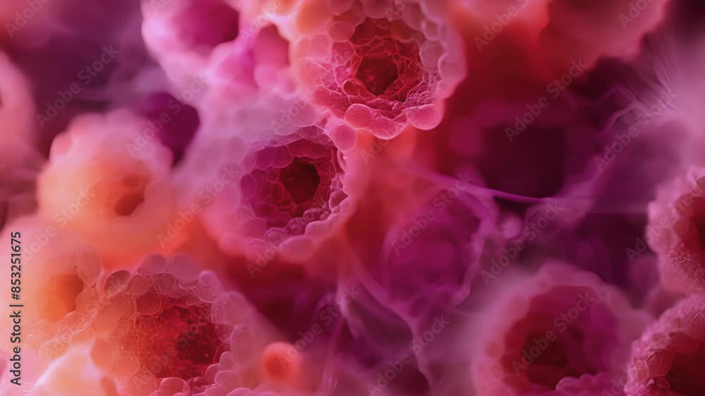 A field of immature red cells still retaining their nuclei weaving ...