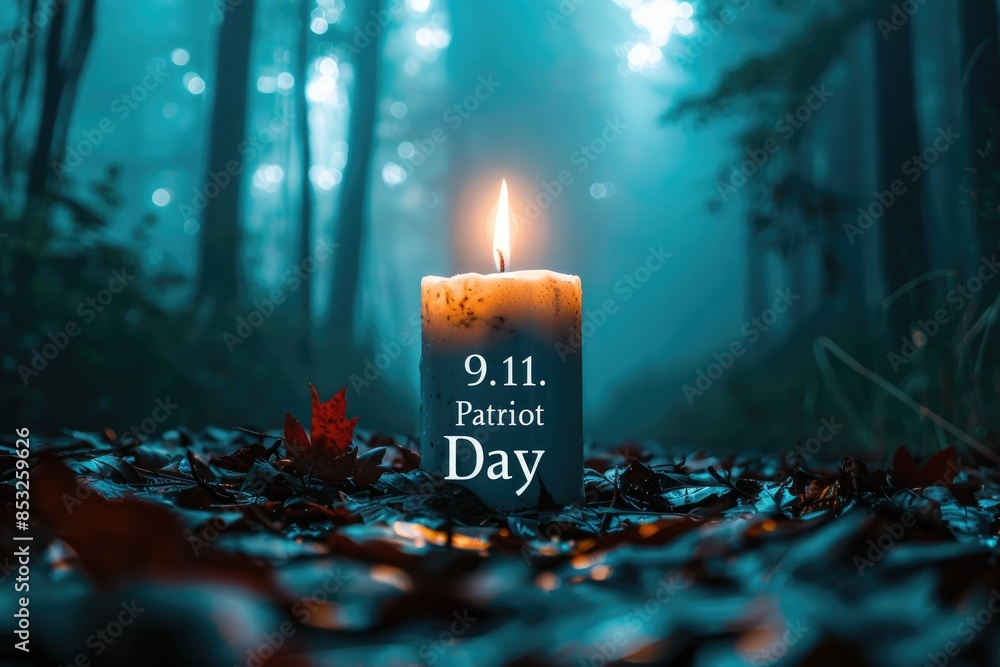 Commemorative visuals: text 9.11. patriot day, dedicated to honoring ...