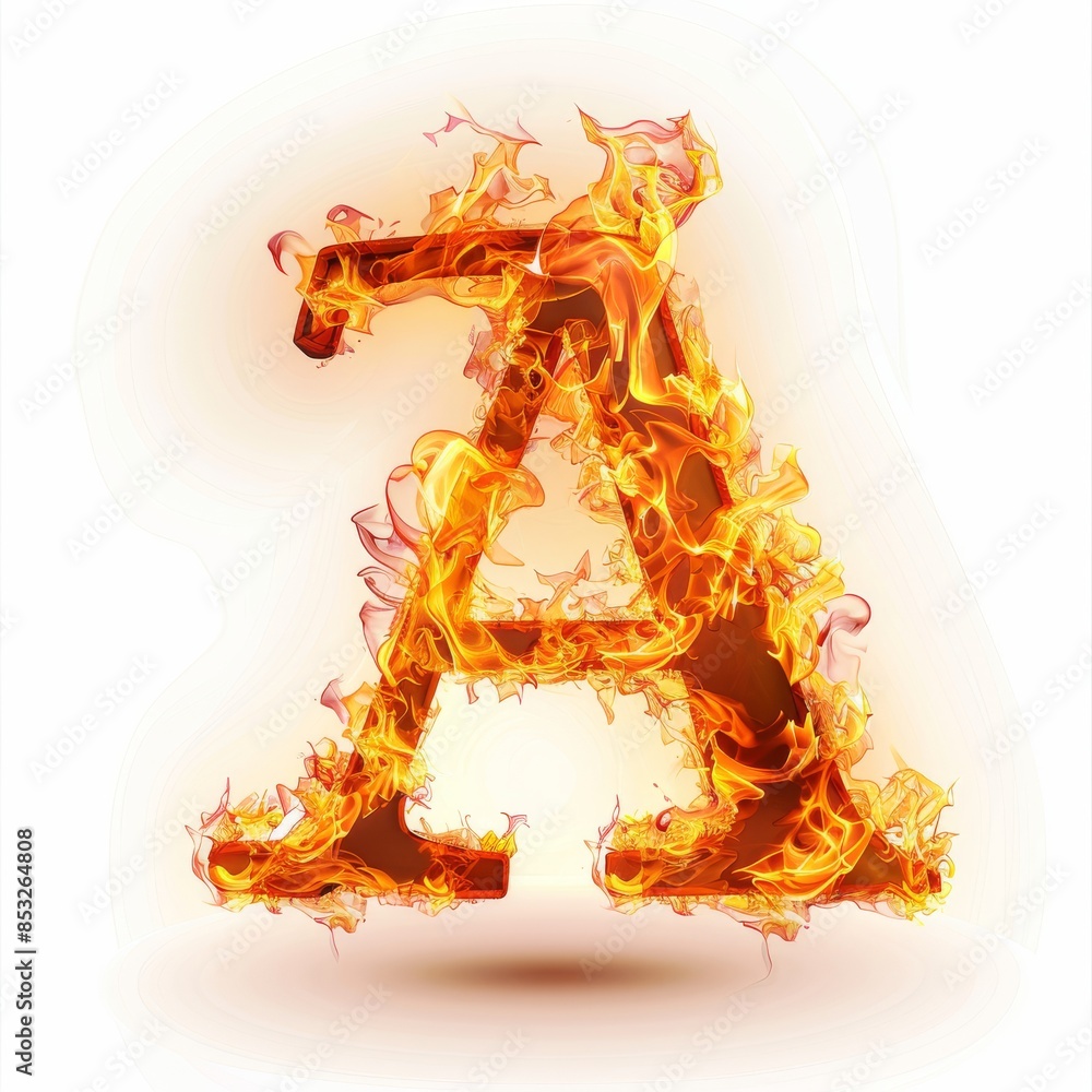 Fire alphabet, realistic letters fire, fire font letter A Stock ...