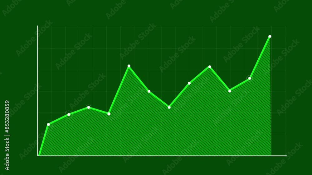 Market Recovery Concept. Successful growth trend Green line graph going ...