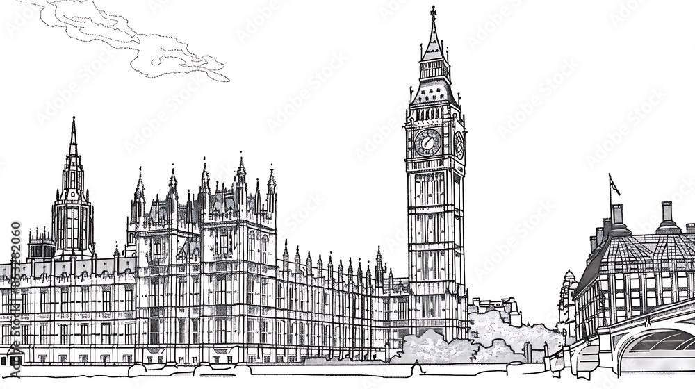 illustration, vector, architecture, landmark, travel, outline, famous ...