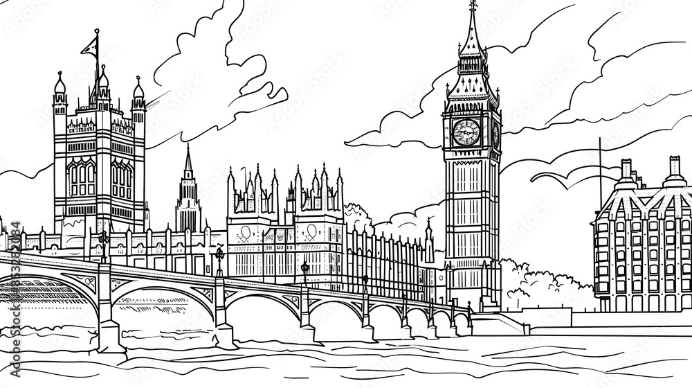 illustration, vector, architecture, landmark, travel, outline, famous ...