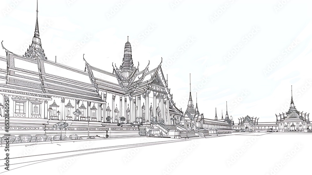 illustration, vector, architecture, landmark, travel, outline, famous ...
