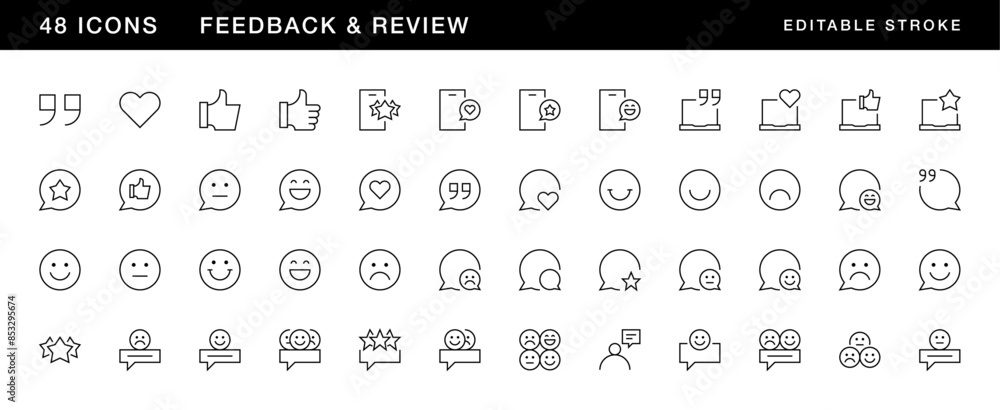 Feedback icon collection. Review icon set. Satisfaction, rating ...