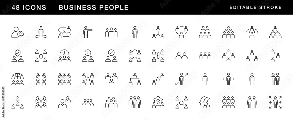 Business people icon collection. Community, networking, teamwork ...