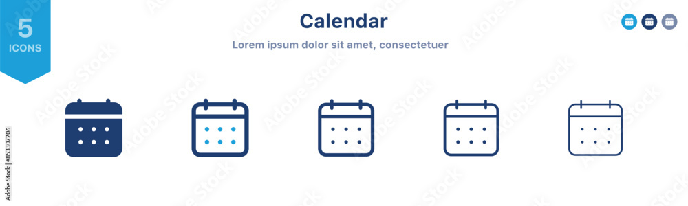 Calendar icon set. Date calendar vector icon ; Schedule icon symbol ...