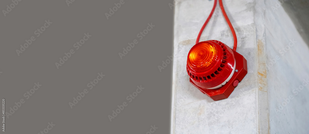Red industrial factory production hall alert light alarm emergency ...