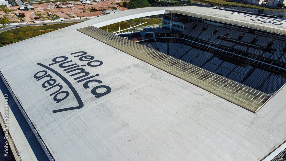 aerial view from the soccer football stadium neo quimica arena in ...