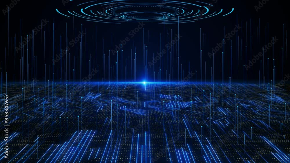 Futuristic Cyberspace big data Deep cyber stage waves lights, digital ...