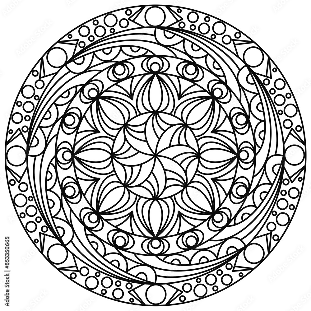 Abstract style painting, Painting for coloring, Black line drawing ...