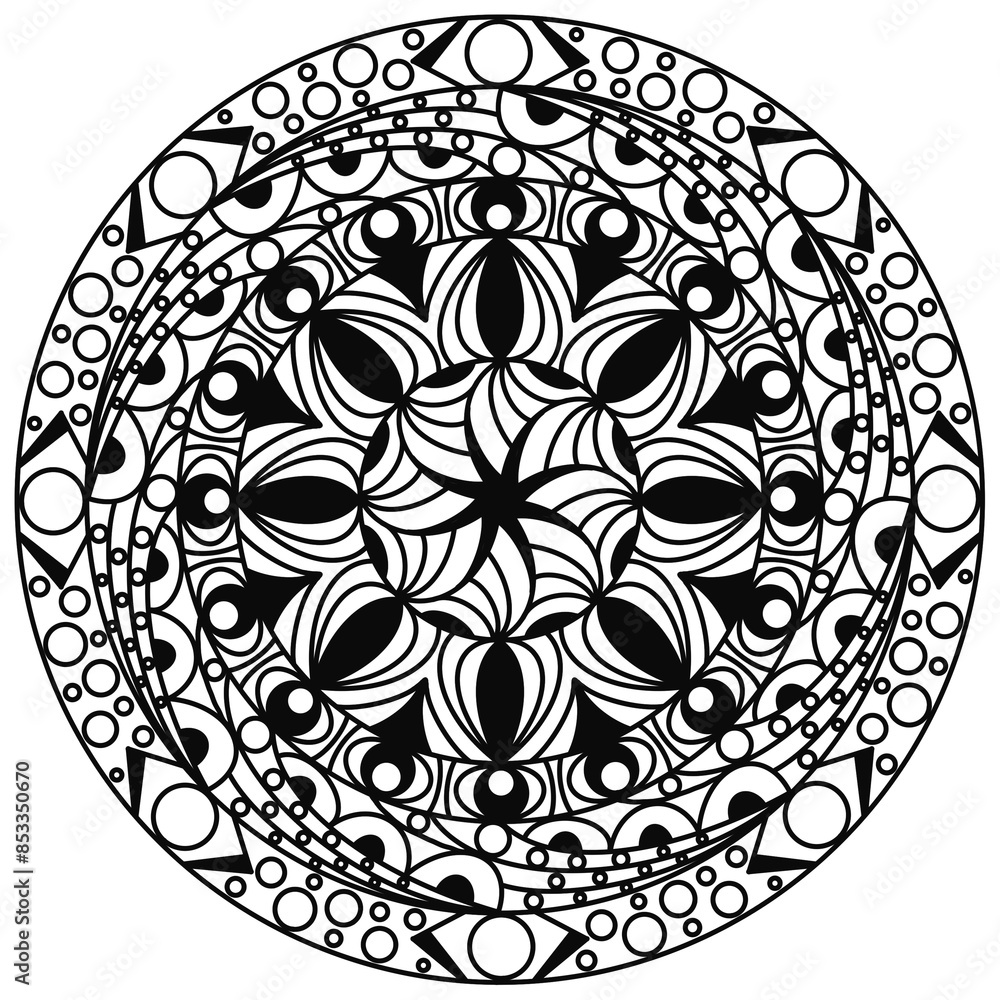 Abstract style painting, Painting for coloring, Black line drawing ...