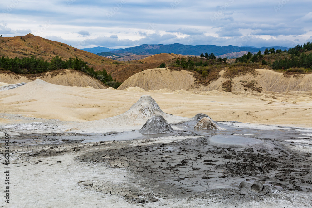 Romania, Buzău County, Berca. Geological ,botanical reservation ...