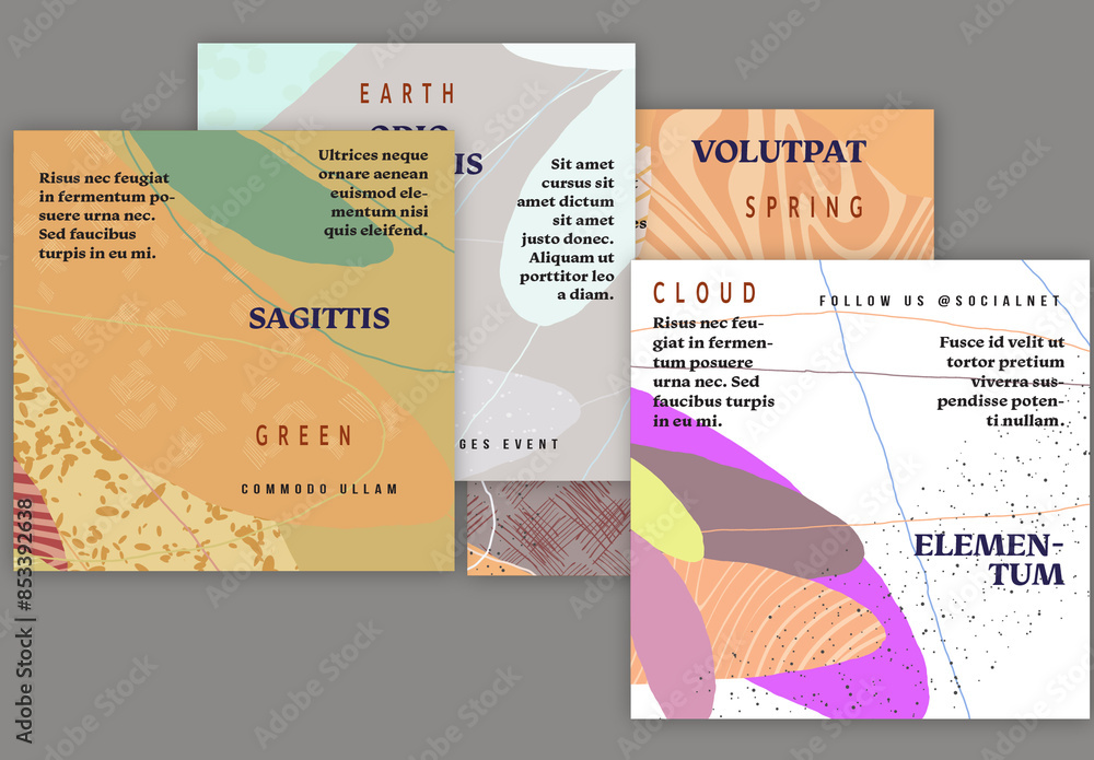 Social Media Square Post Layout Overlapping Blobs Textured With Spots ...