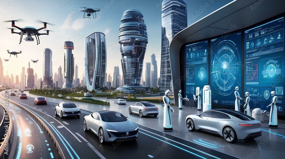 A future advanced technology transforms urban living into a harmonious ...