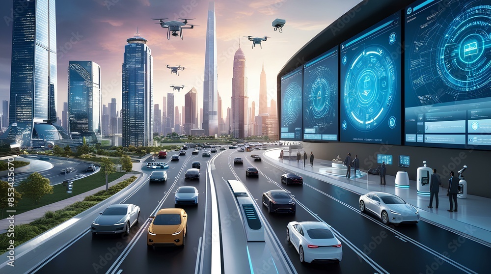 A future advanced technology transforms urban living into a harmonious ...