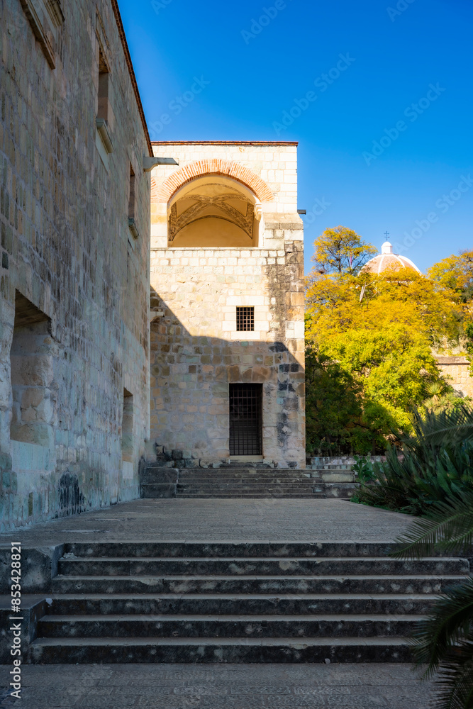 Mexico, Oaxaca city - January 14, 2024: Stone building with arched ...