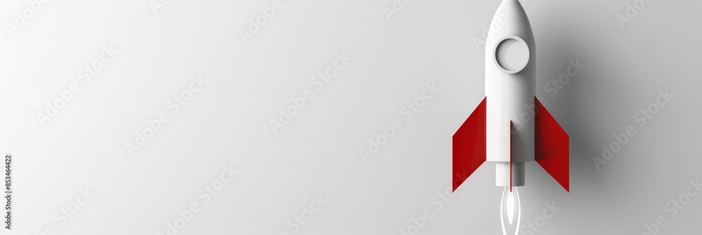 ภาพประกอบสต็อก Rocket illustration on a minimalist background - Digital ...