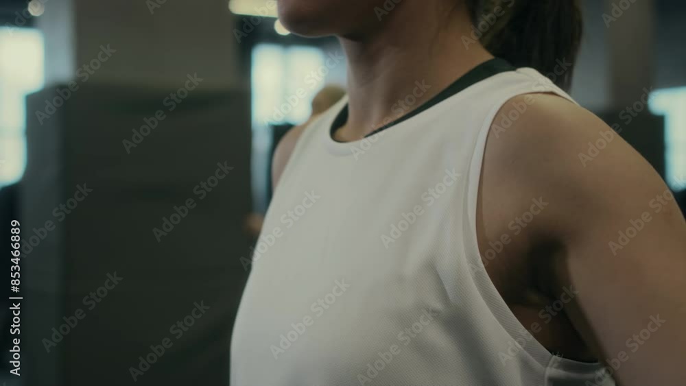 Medium close-up shot of face and shoulders of determined young Hispanic ...