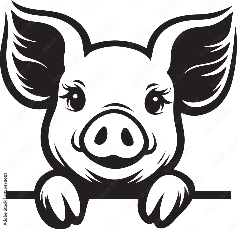 PEEKING PIG SVG Silhouette, Vector Cut Files, Stock Vector | Adobe Stock
