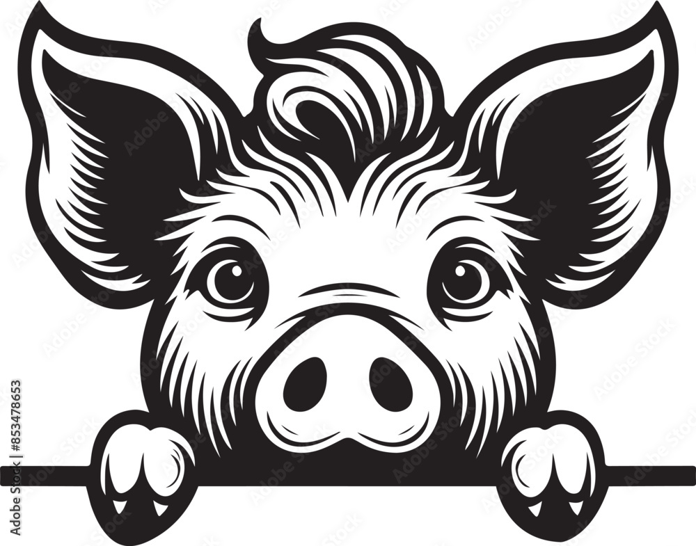 PEEKING PIG SVG Silhouette, Vector Cut Files, Stock Vector | Adobe Stock