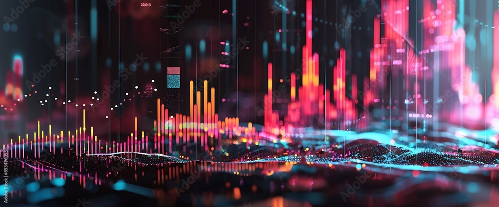 High-definition bar graph of stock market sectors with some rising and ...