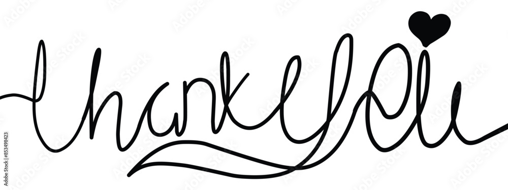 Vetor de Continuous line, Thank You Handwritten style, one line drawing ...