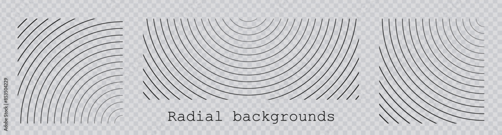 Sound wave irradiation or circular vibrations on the water surface. Set ...