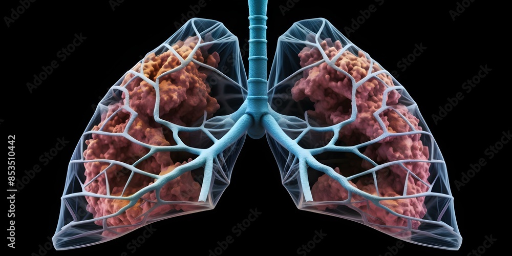 Image shows partially blocked lung due to fluid highlighting pulmonary ...