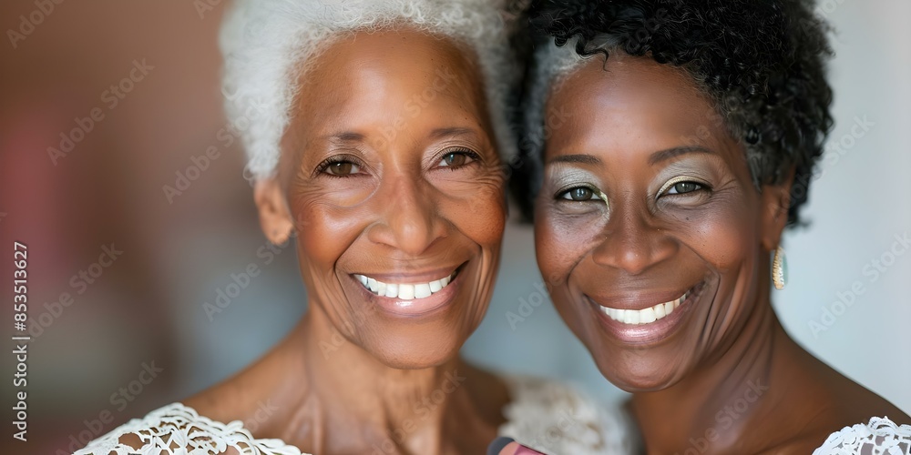 Elderly Black woman happily having makeup done enjoying the ...