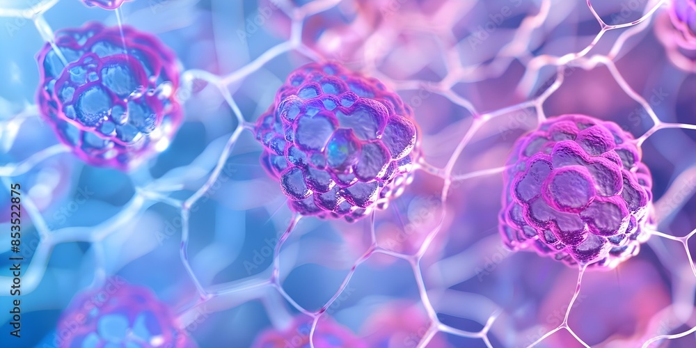 Closeup view of bacterial cells under a microscope in a laboratory ...