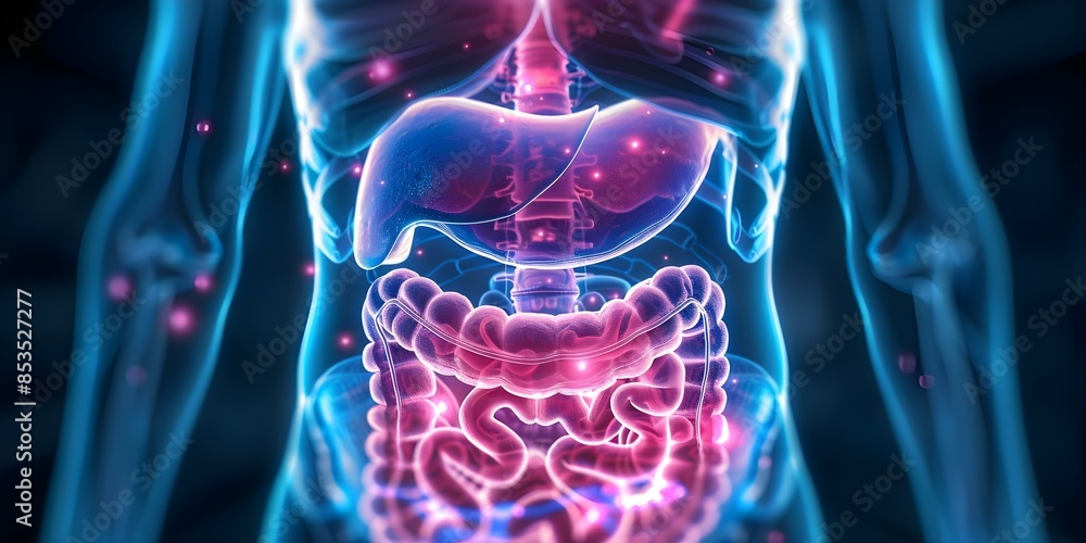 Detailed view of human digestive system anatomy highlighting digestion ...