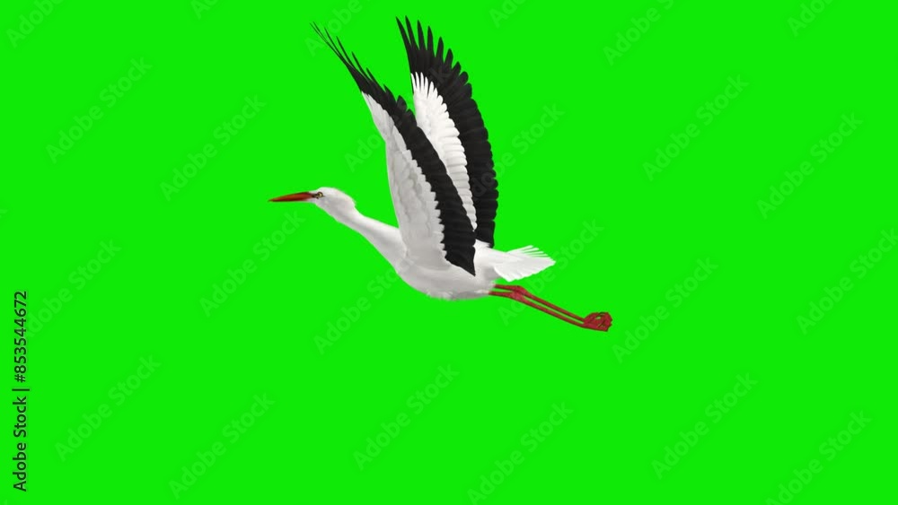 White Stork Bird - Flying Loop - Back Side View II Close Up - Green ...