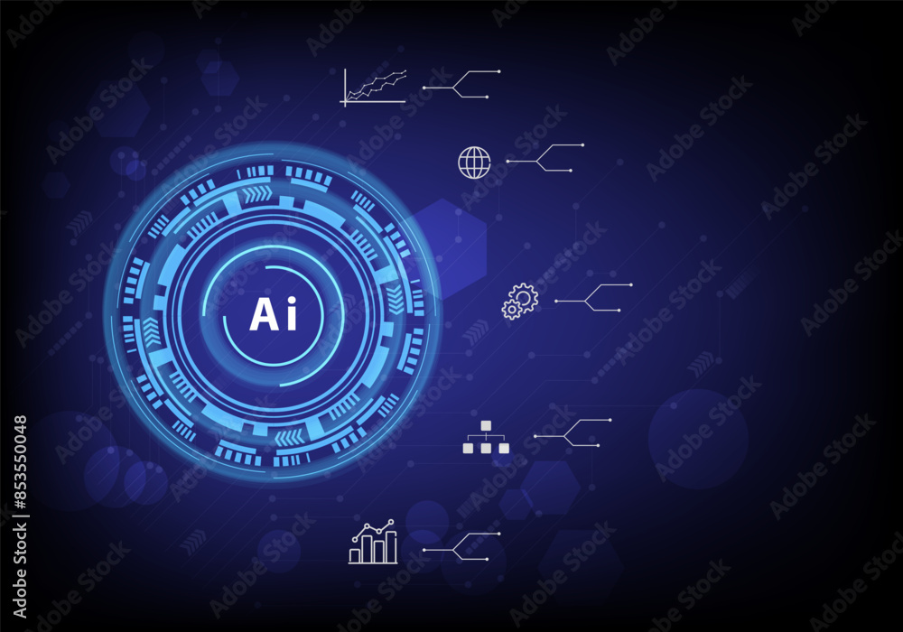 artificial intelligence circuit line pattern Digital technology ...