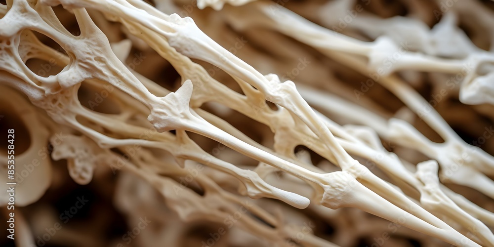 Macro image of detailed human bones emphasizing texture and density ...