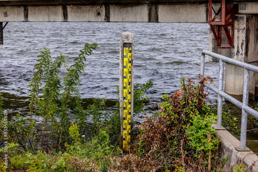 Water level meter located in the water of the dam. Concepts for natural ...