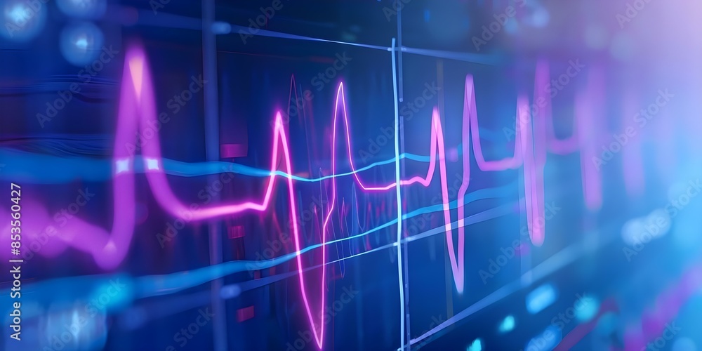 ECG monitor displaying patients heart rate in hospital ICU operating ...