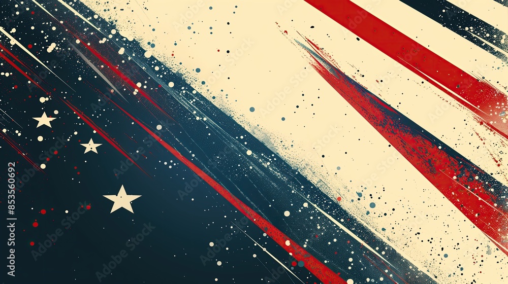 United States of America Patriotic Backdrop Art, Red White and Blue ...