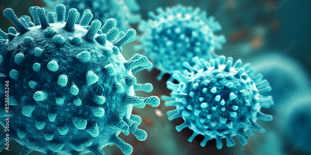 Close-up View of Rhinovirus Particles in Respiratory Tissues Causing ...