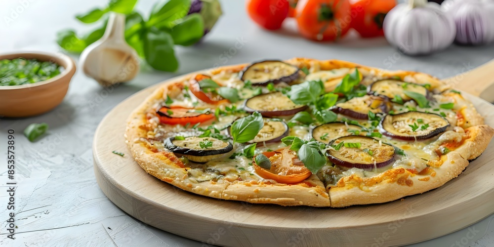 Savory vegetarian pizza featuring eggplant, also known as Melanzane ...