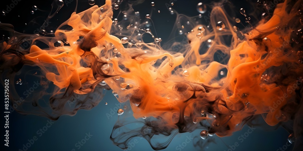 Abstract art of combustion chemical reaction forming CO2 and water from ...