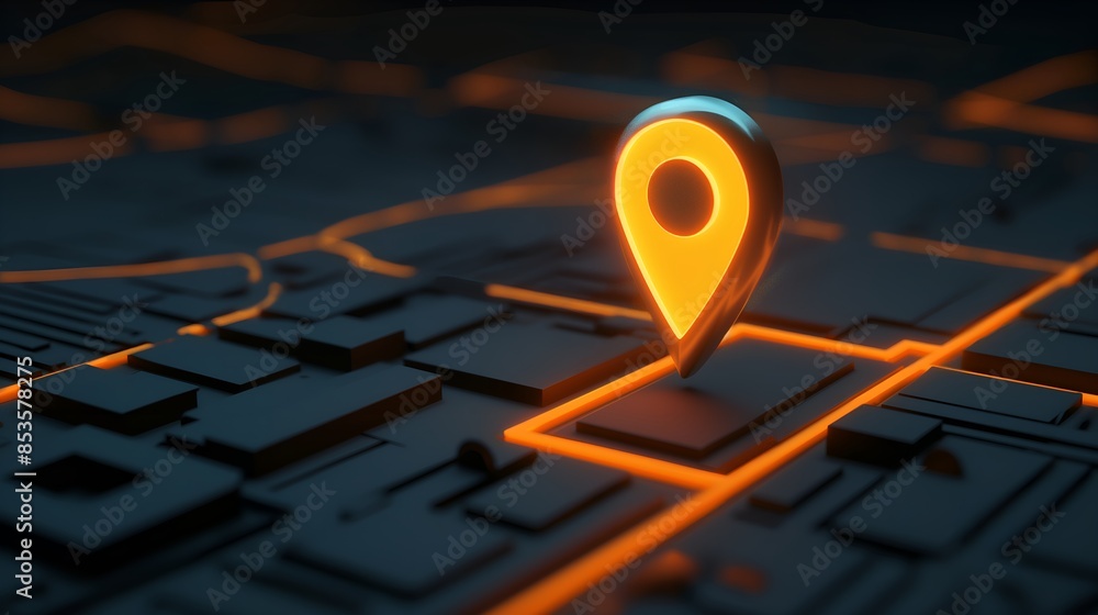 Advanced Digital Map with Glowing Location Pins for Future Logistics ...