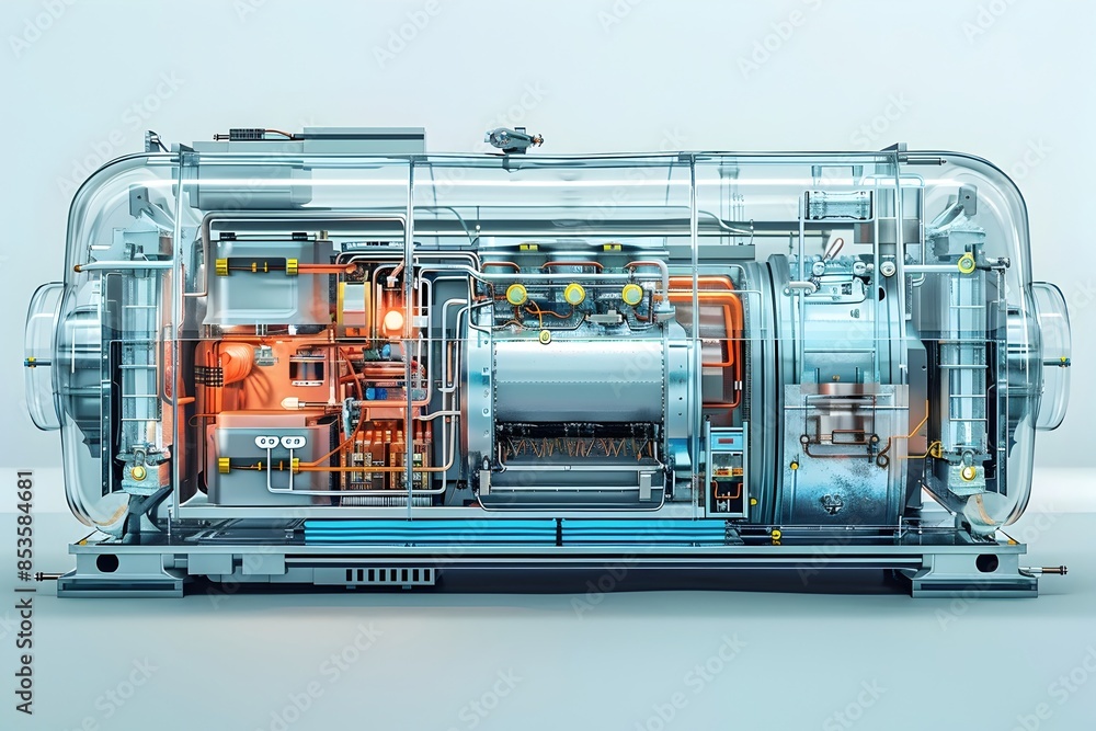Intricate Cutaway Diagram of an Advanced Iron-Air Battery,Showcasing ...